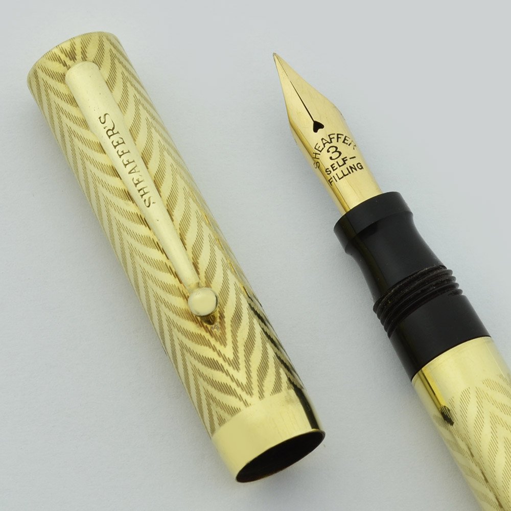 Sheaffer Flat Top #3 1920s - Gold Filled Chased Design, Fine Full Flex ...