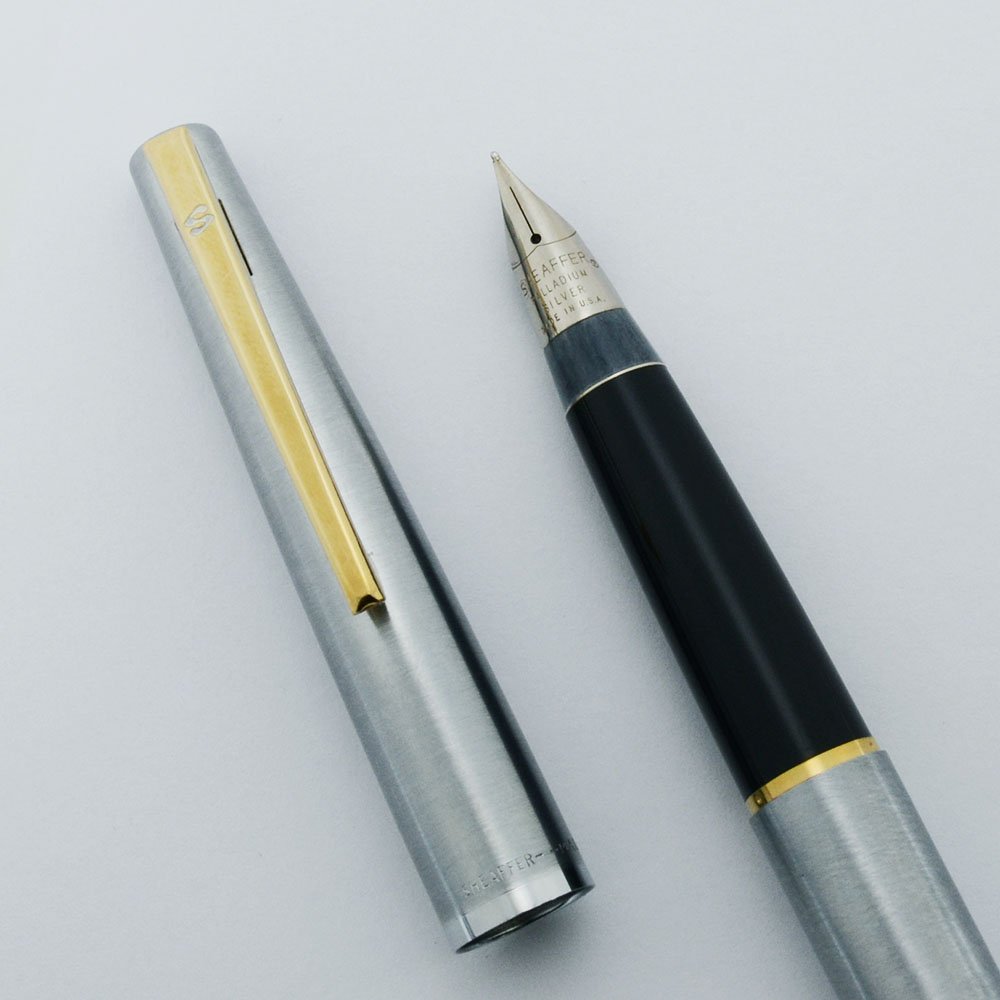 Sheaffer Stylist Fountain Pen Set - Brushed Silver with Gold Clips and ...