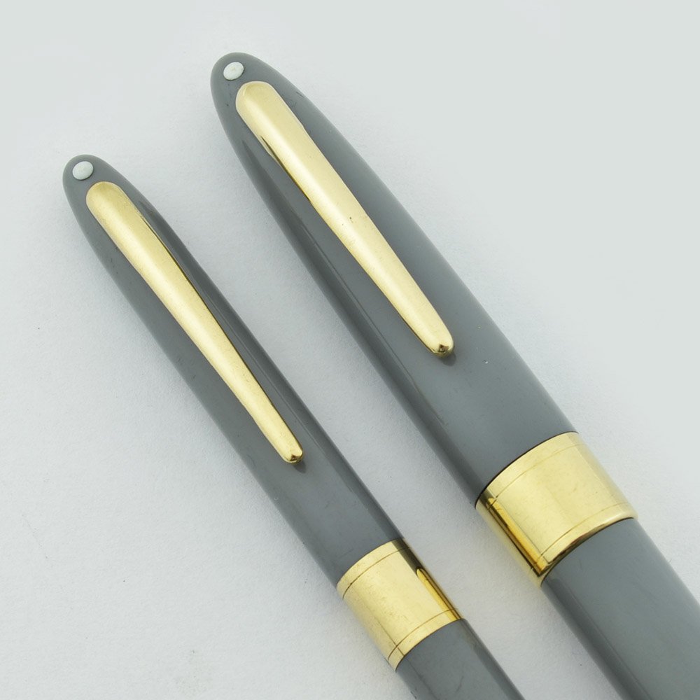 Sheaffer Valiant Snorkel Fountain Pen & Pencil Set - Grey, Extra Fine ...