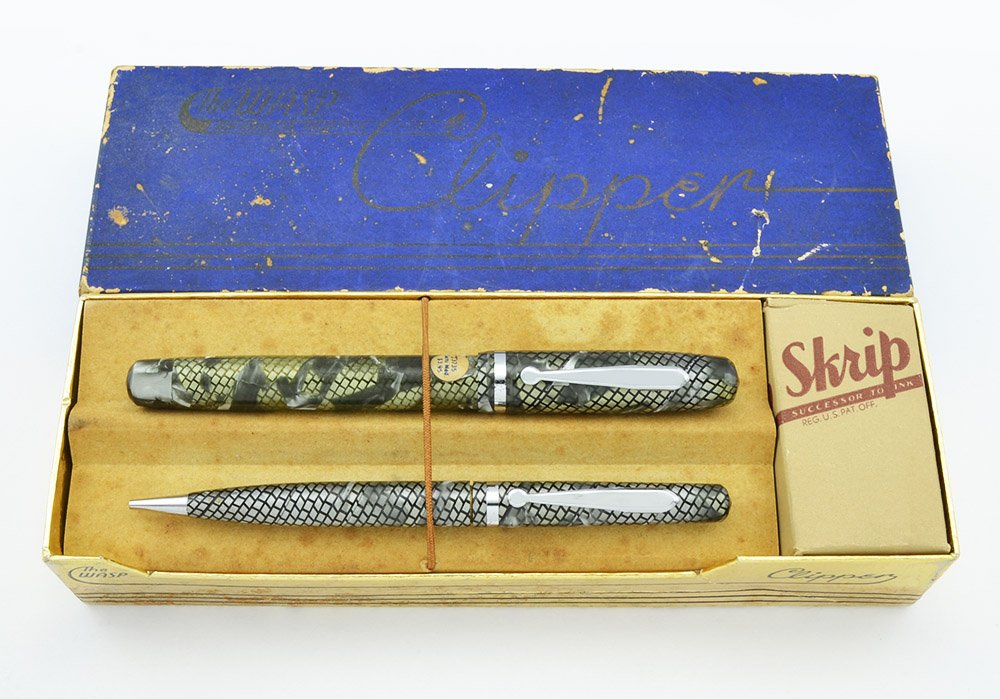 Sheaffer Sub-brand WASP Clipper Set - Grey "Lizard" Pattern, Vac-Fill ...