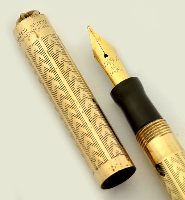 Wahl #2 Fountain Pen 1920s - Ring Top, GF w Chevron Design, Full Flex ...