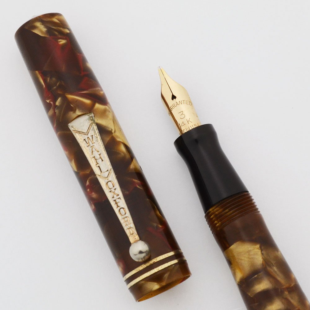 Wahl Oxford (1939-41) Fountain Pen - Brown Marble, GP Trim, Flexible ...
