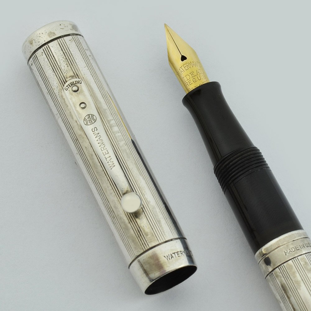 Waterman 452 Fountain Pen - Sheraton (Lined) Sterling, Flexible Extra ...