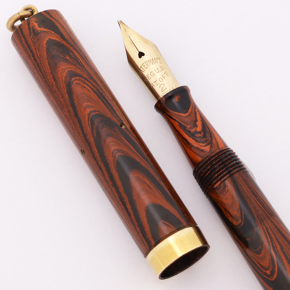 Waterman 52 1/2 V Ring Top Fountain Pen (1920s) - Red Ripple w GT ...