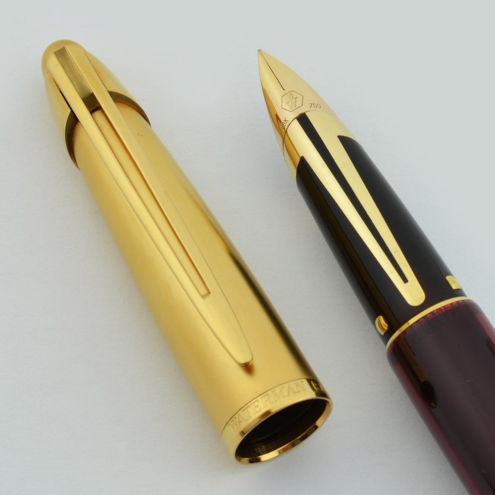 Waterman Edson Fountain Pen - Ruby Red, Fine 18k Nib (Near Mint in Box ...