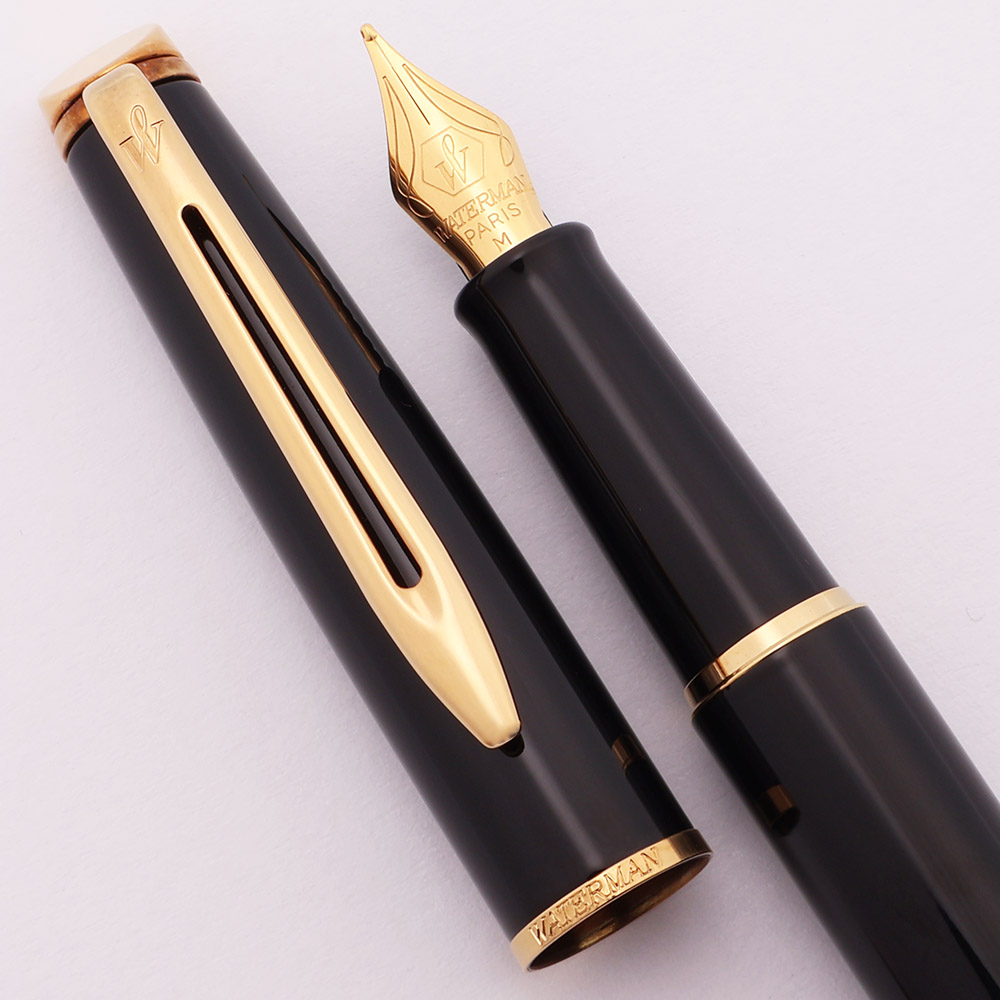 Waterman Hemisphere Fountain Pen - Black Lacquer w GP Trim, C/C, Medium ...