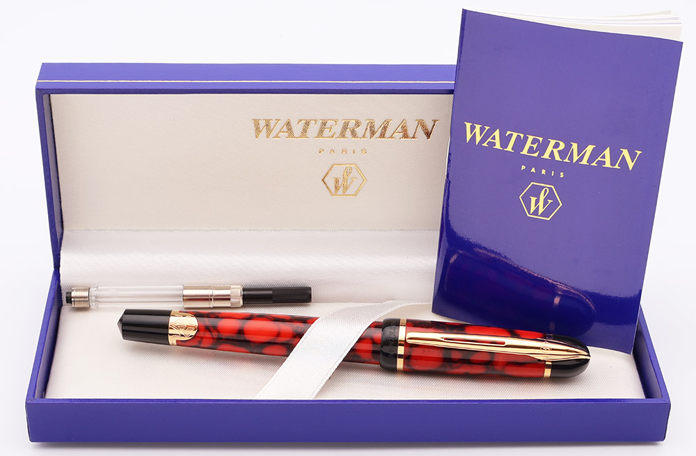 Waterman Phileas Fountain Pen (1990s) - Coral Red Marble w/GT, C/C ...