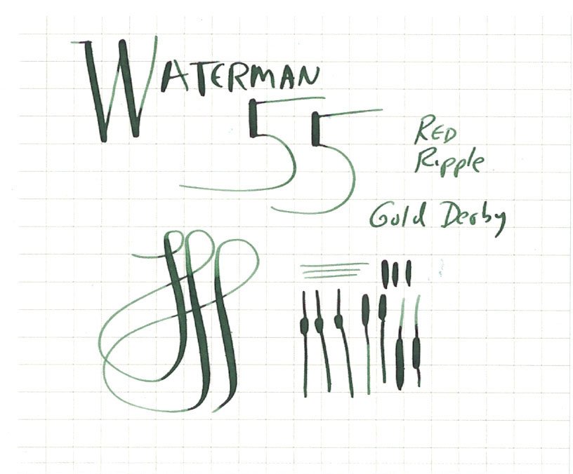 Waterman 55 Fountain Pen - Red Ripple, Gold Cap-Top, Medium Flexible #5 ...