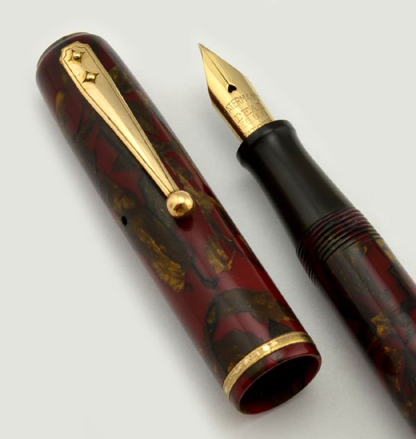Waterman 92 Set - Red and Gold Marble, Flexible Fine Nib (Excellent+ ...