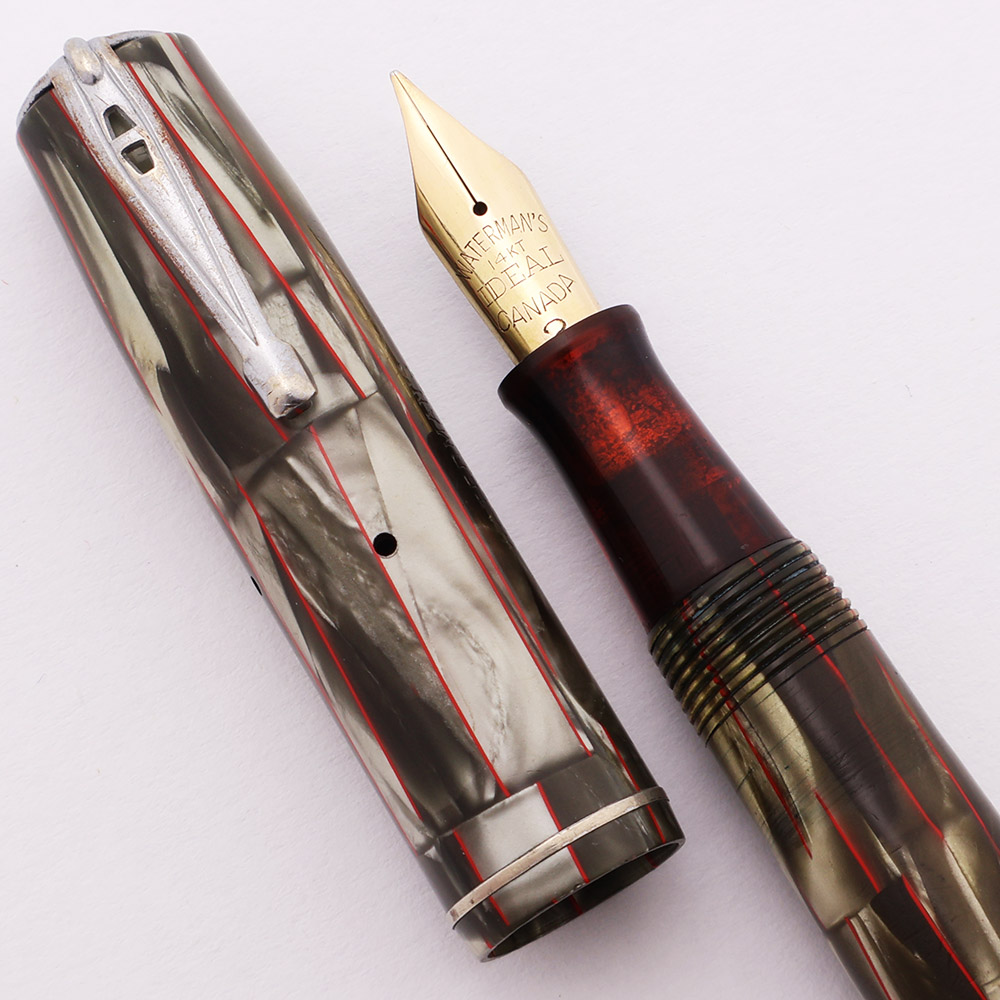 Waterman 32A-V (1933-39, Canada) - Grey Marble Red Veins, Lever Filler ...