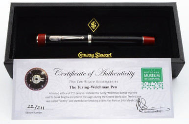 Conway Stewart Turing-Welchman LE Fountain Pen - Black w Red Finials, C ...