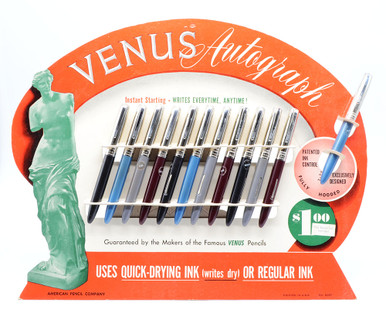 Venus Autograph Fountain Pen Shop Display w 12 Pens - Various Colors ...