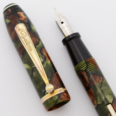 Keystone Combo Fountain Pen Pencil - Green and Bronze Marbled, Lever ...