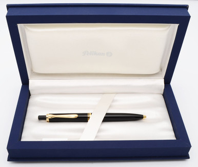 Pelikan K400 Ballpoint Pen - Black w Gold Trim, Clicker Activated (Mint ...