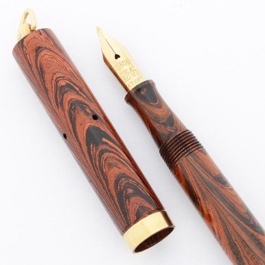 Waterman 52 1/2 V Ring Top Fountain Pen (1920s) - Red Ripple w/GT ...