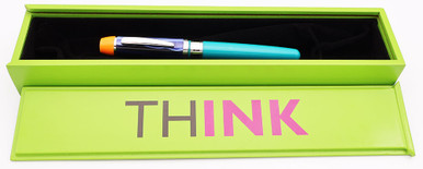 Think Fountain Pen - Teal Barrel, Midnight Blue Striated Cap, Orange ...
