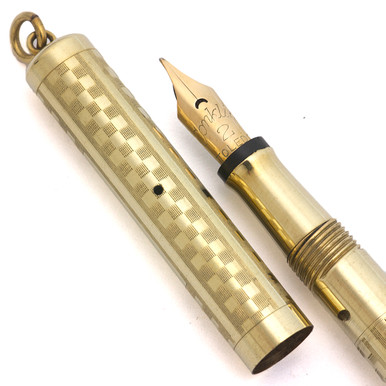 Conklin Small Ringtop Fountain Pen - Gold Filled Checked Overlay, Lever ...