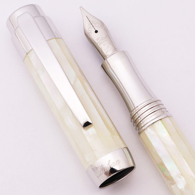 Laban Mother of Pearl Fountain Pen - Mother of Pearl w/Silver Trim, C/C ...