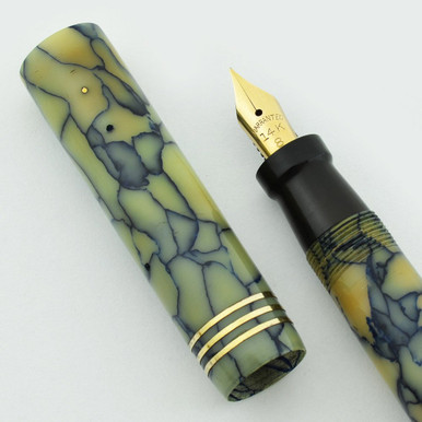 Oversized Fountain Pen - Cream w Black Veins, 14K Warranted #8 Nib ...