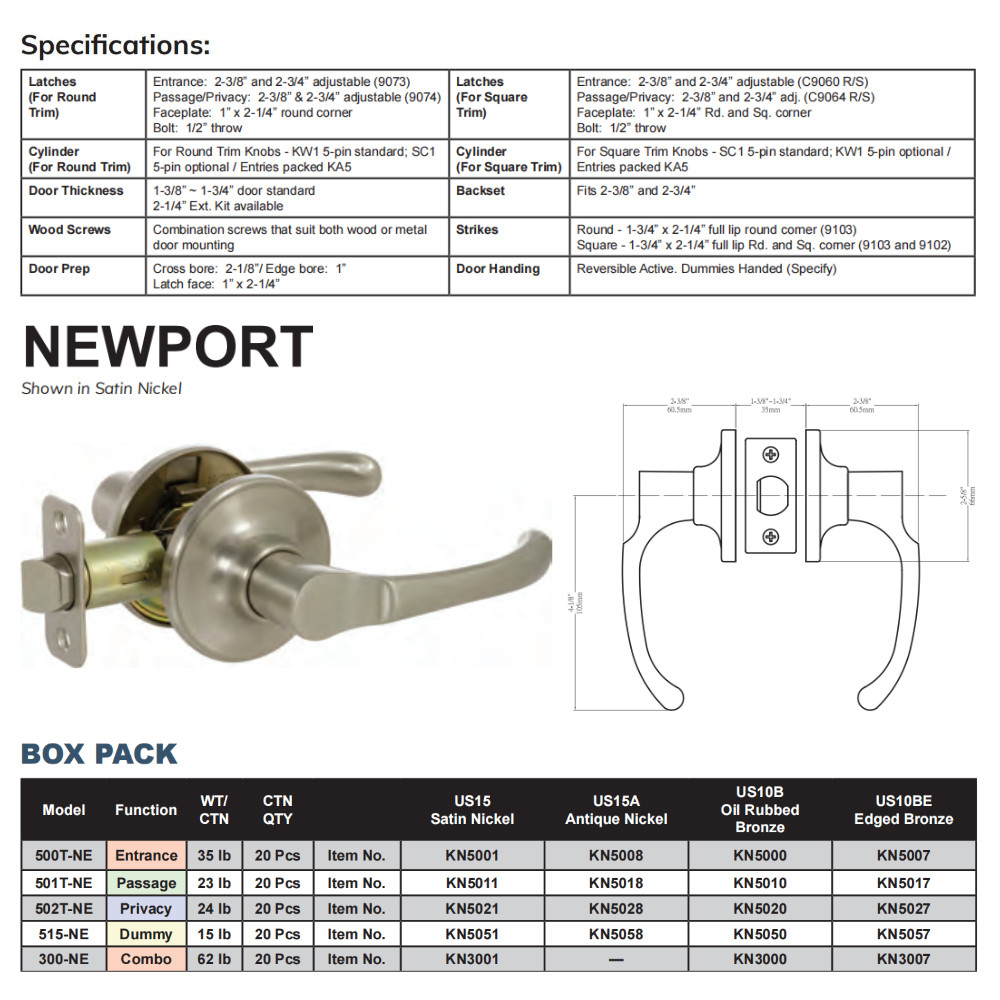 Newport Privacy Leverset - Delaney Hardware