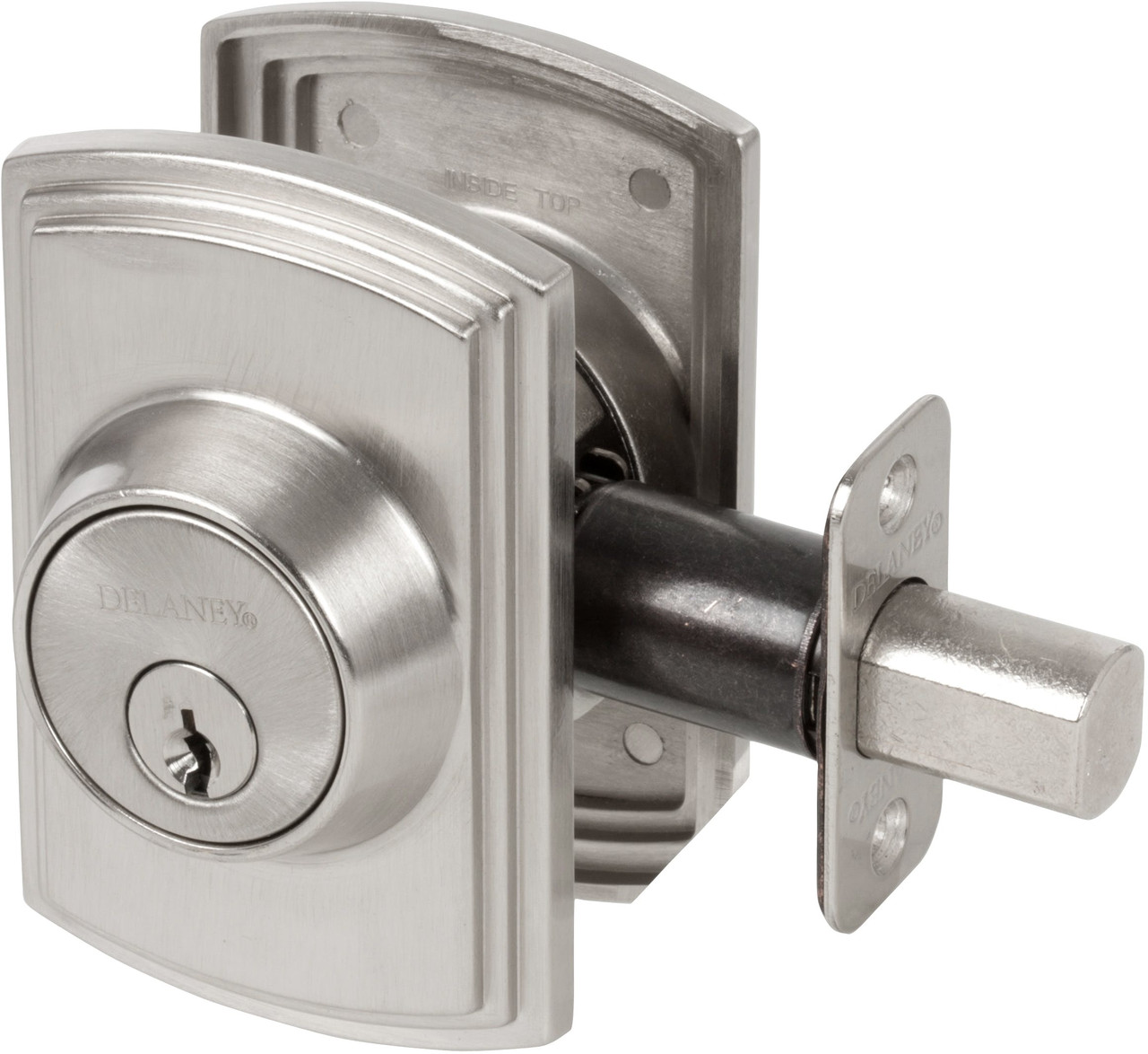 Single Cylinder Deadbolt Square, Satin Nickel (US15) - Delaney Hardware