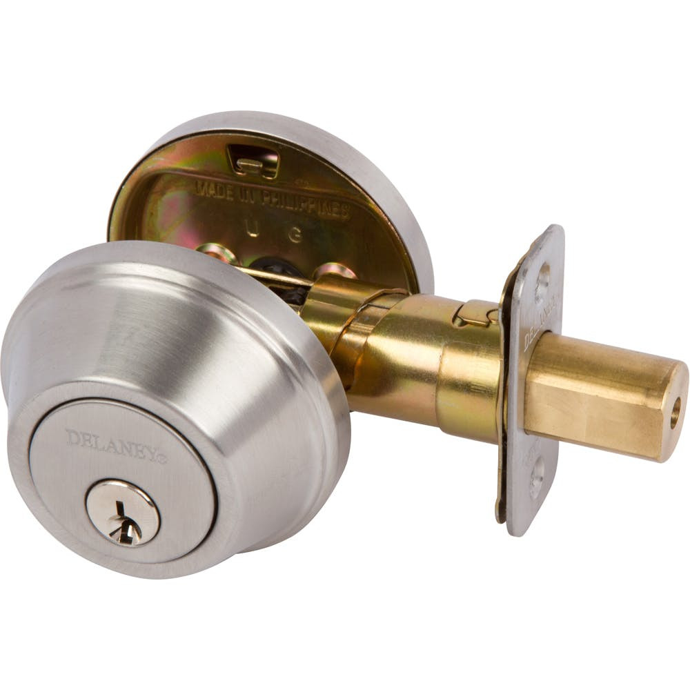 Traditional Single Cylinder Deadbolt, Stainless Steel (US32D) - Delaney ...