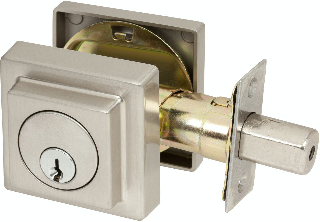 Contemporary Square Deadbolt, Satin Nickel (US15) - Delaney Hardware