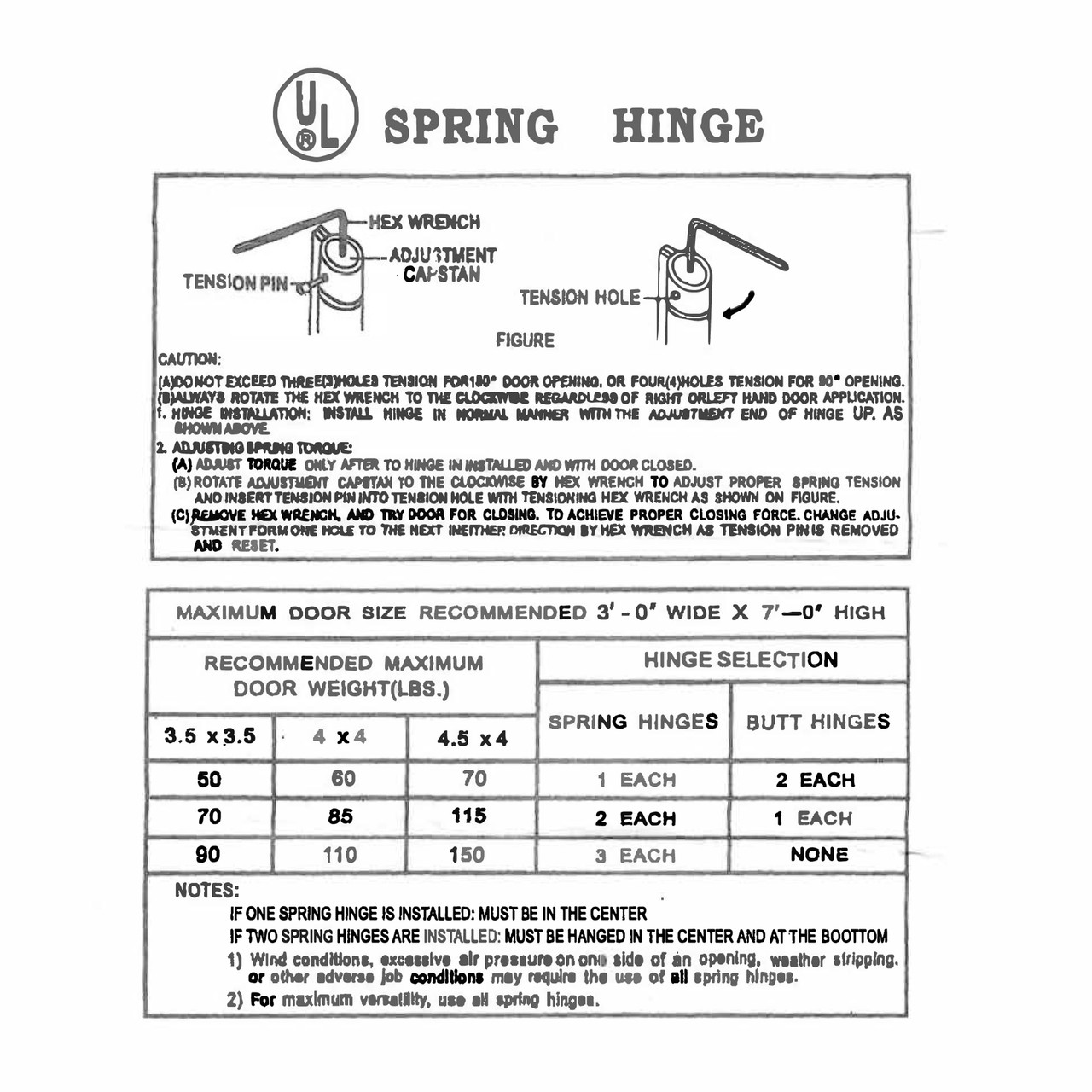 4" x 4" Spring Hinges, Square Corner (Pair) - Delaney Hardware