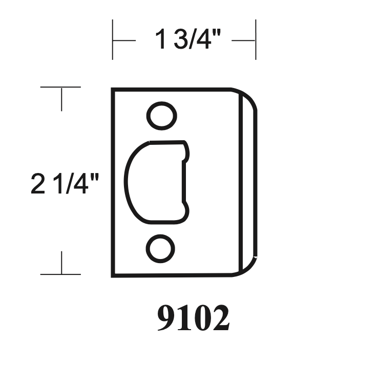 1-3/4" x 2-1/4" Full Lip Entry Strike (Square Corner) - Style 9102 ...