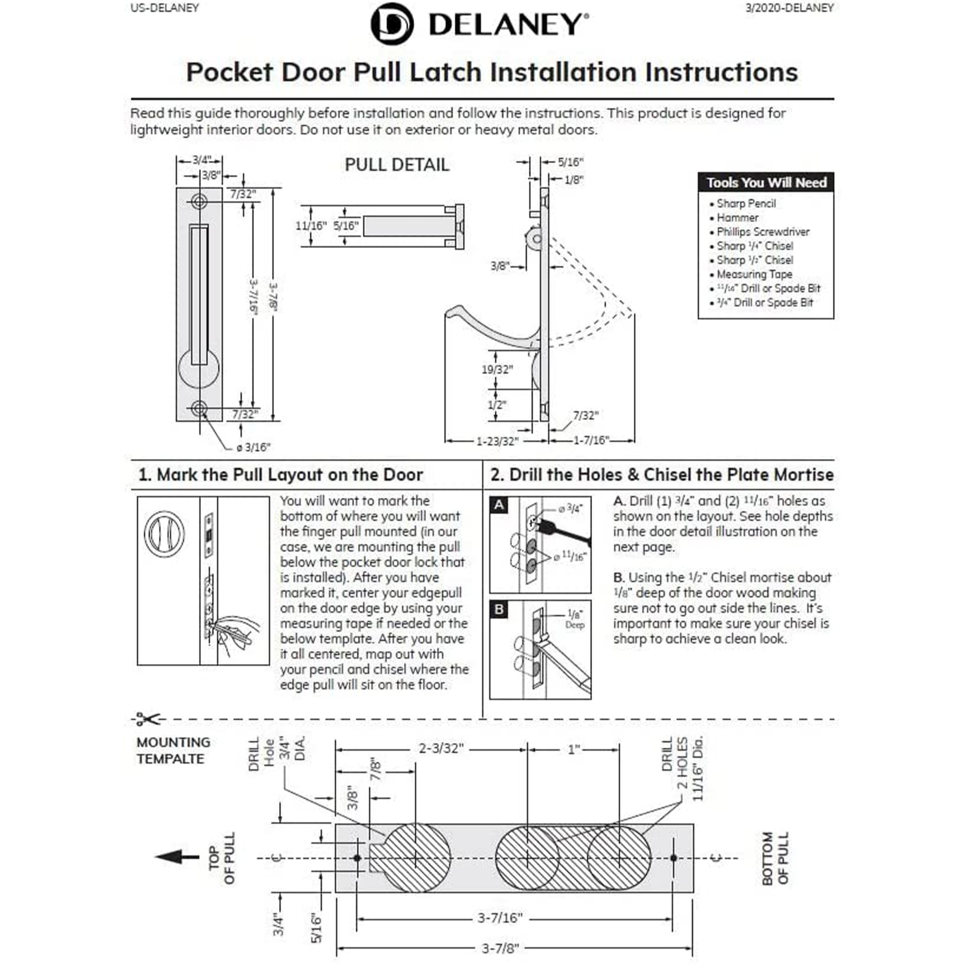 Contemporary Square Privacy Pocket Door Lock