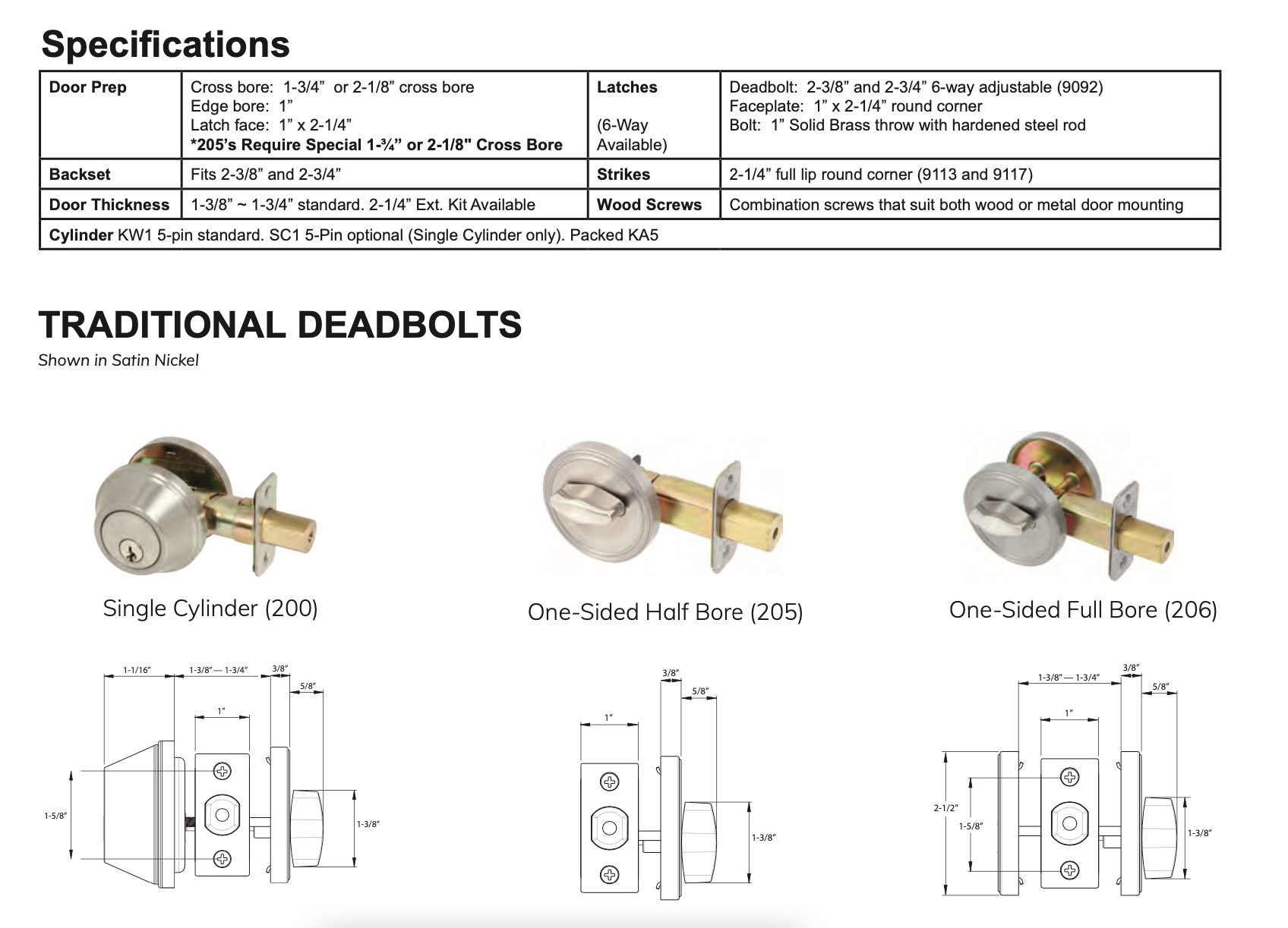 One-Sided Full Bore Deadbolt - Delaney Hardware