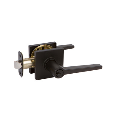 Tulina Entry Leverset with Square Trim, Black (US19) - Delaney Hardware