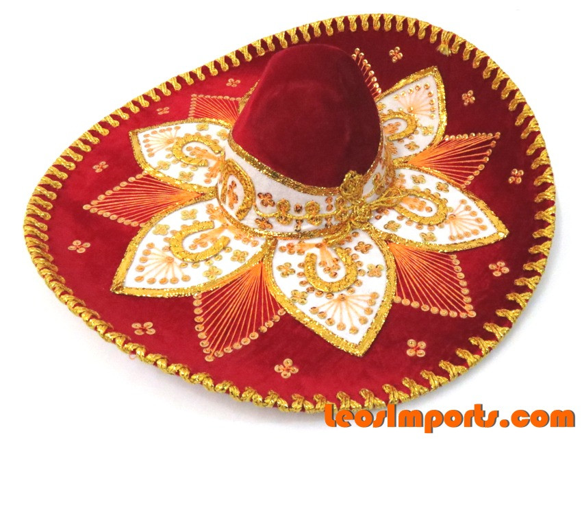 Mexican Mariachi Sombrero Red and Gold
