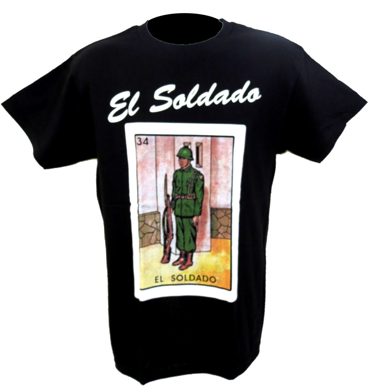 34 El Soldado Mexican Loteria T Shirts Tees Cotton Shirts