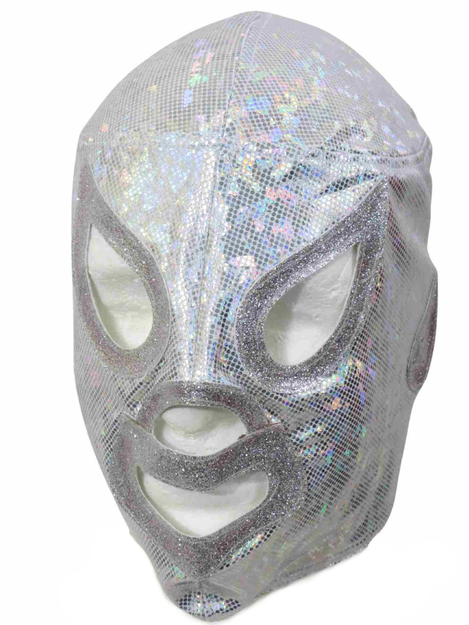 SANTO PRO Lycra Adult Lucha Libre Wrestling Mask Costume Wear - Silver