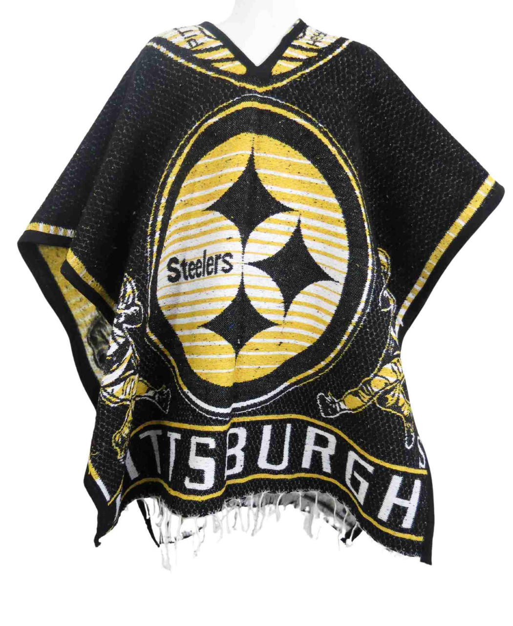 Pittsburgh Steelers Reversible Handmade Poncho - NFL Football Team Apparel