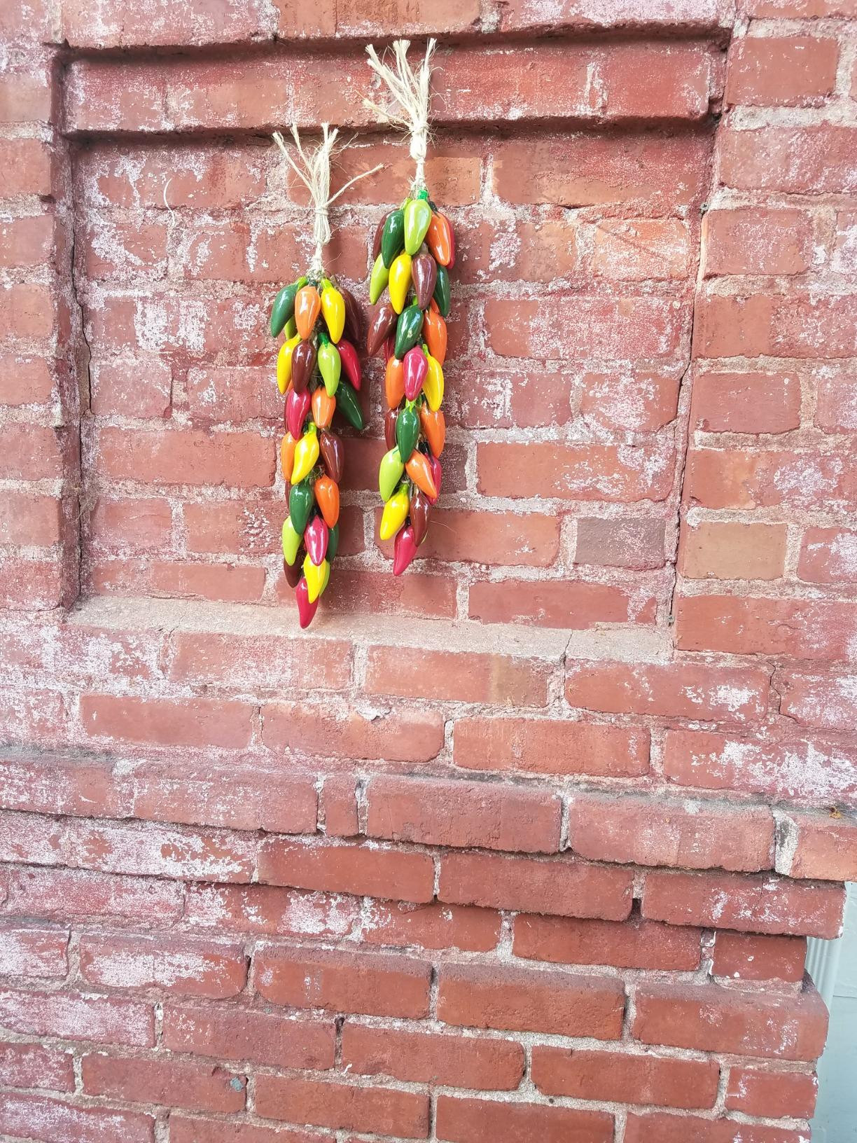 Handpainted Southwest Style Ceramic Chilies Ristras Multicolored ...