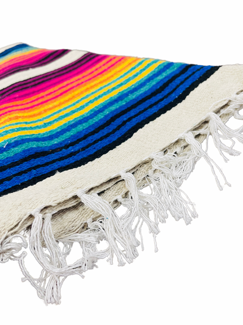 Mexican Fiesta Serape: Vibrant Multicolored Blanket for Yoga, Beach ...