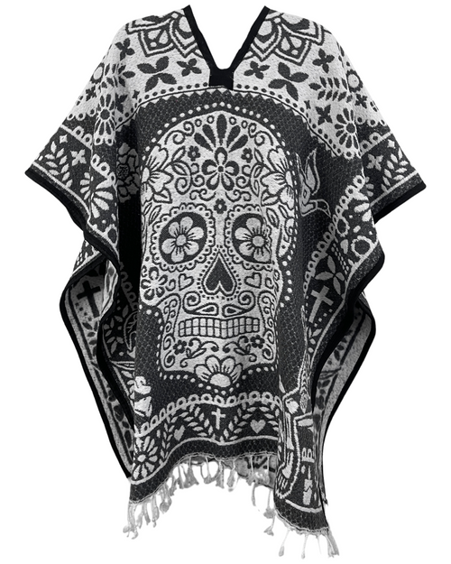 Traditional Poncho Day of the Dead - Authentic Mexican Poncho ...