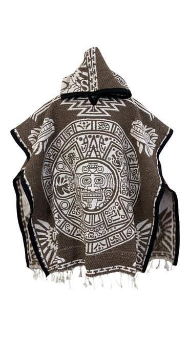 Mexican Aztec Calendar Poncho Gaban - Handmade Heritage Fashion