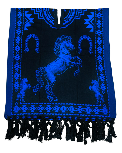 Soft Mexican Poncho - Horses Design Unisex - Shop Now