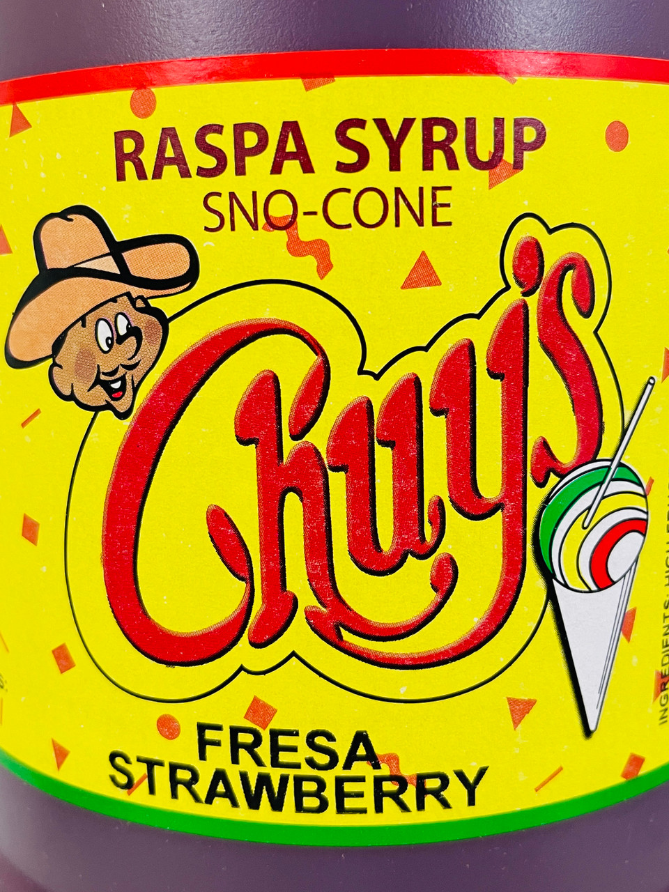 Strawberry Sno Cone Syrup 1 Galon 128 Ounce Raspa Flavor Chuy's