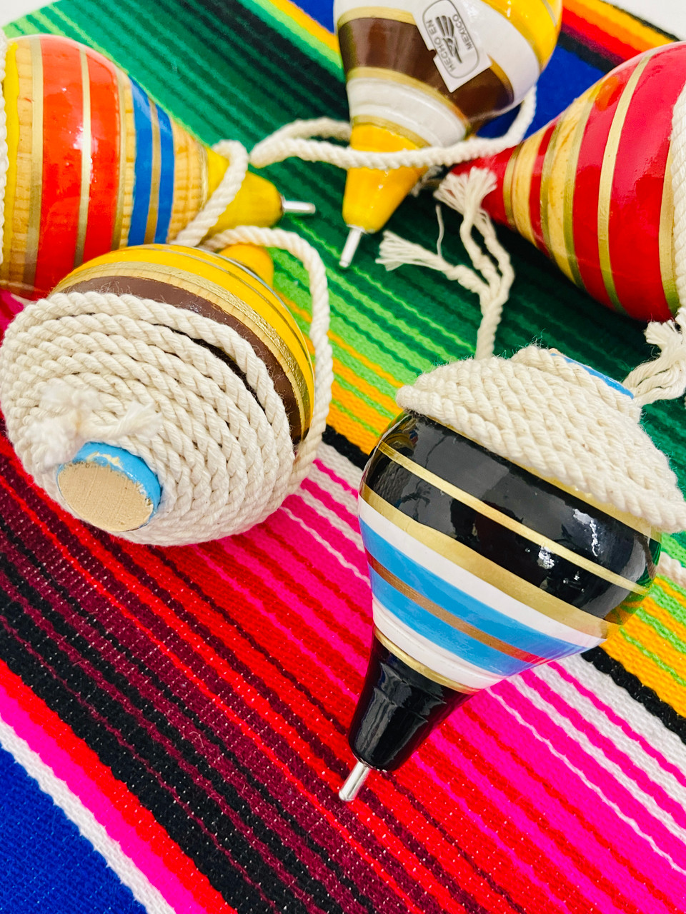 Mexican Trompo Spinning Top - Traditional Wooden Toy | Classic Mexican Play