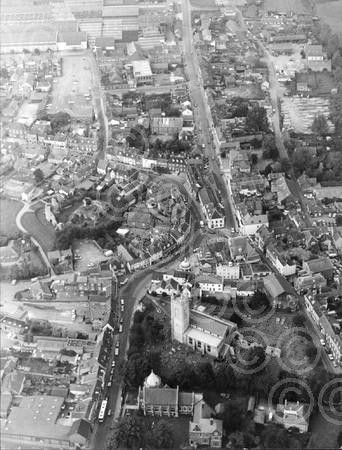 39451747-Aerial view of Bungay showing the town and the ruins of the ...