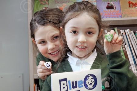 36085696-Blue Peter Badge sisters, Esme left and thea ...