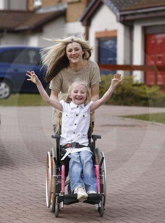 15472862-Jade Mitchell (8) with her mum Pauline. Jade a Cerebral Palsy ...