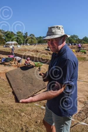 39539259-Peter Purdy, owner of Woodgate Nursery, with a Roman floor ...