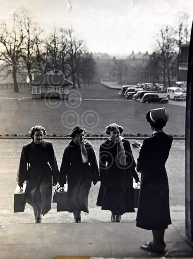 39677384-Sister Nancy Roper greeting three new recruits at the ...