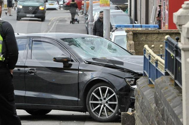39684212-Police and Ambulance staff attend the scene where an Audi A3 ...