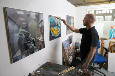 39060534-Artist Thomas Cameron pictured in his studio in Glasgow. His ...
